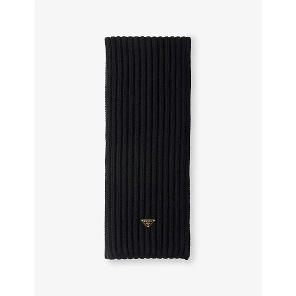 Prada Wool Knitted Wool Scarf - Black