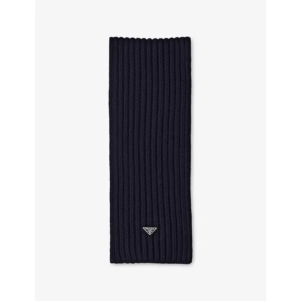 Prada Wool Knitted Wool Scarf - Blue