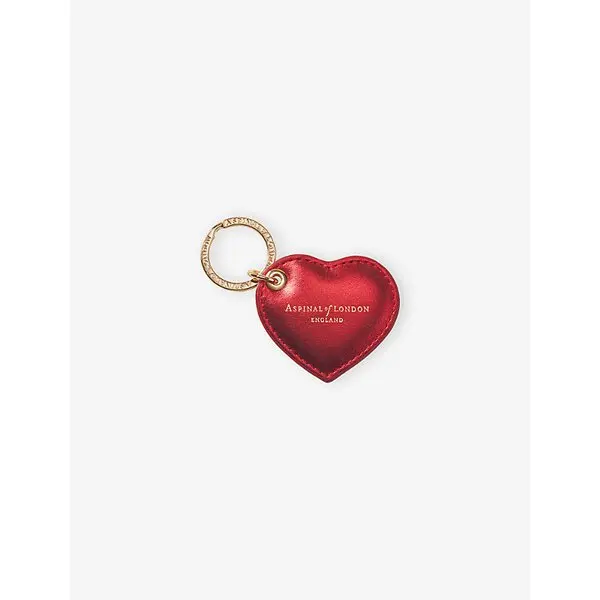 ASPINAL OF LONDON Heart Small Logo-embossed Leather Keyring - Tinsel Red