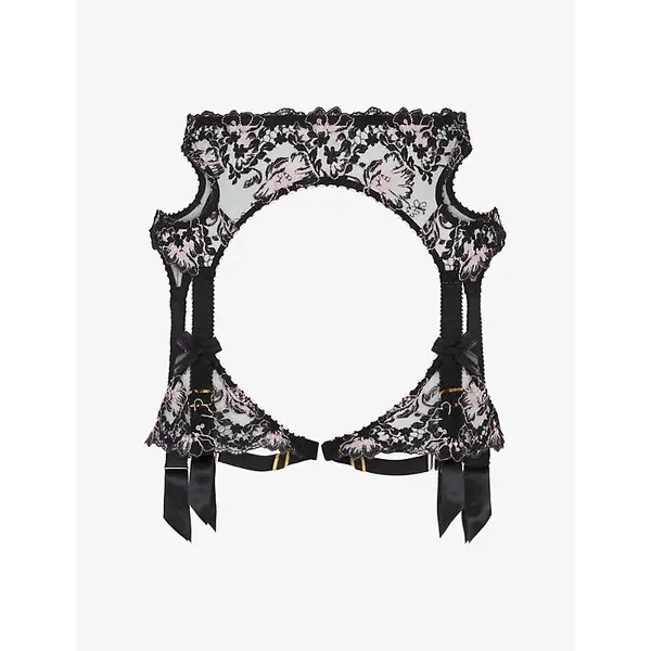 Agent Provocateur Lana Lace Suspenders - Black/pink