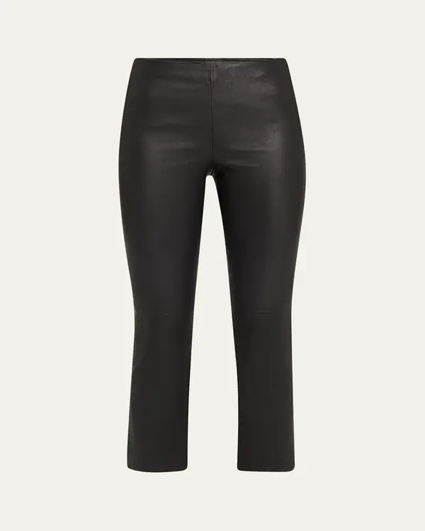 Vince Slim Cropped Leather Pants - Black