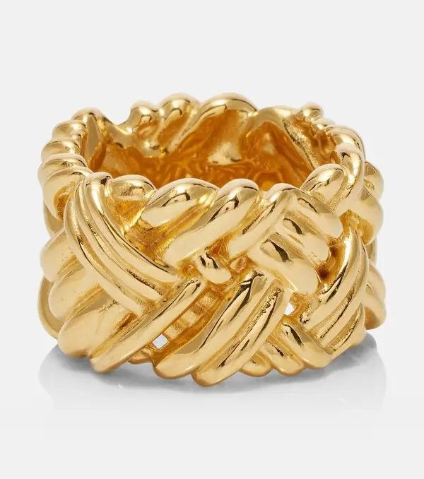 Bottega Veneta Intreccio Plated Sterling Silver Ring - Gold