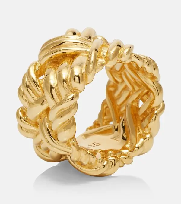 Bottega Veneta Intreccio-plated Sterling Silver Ring