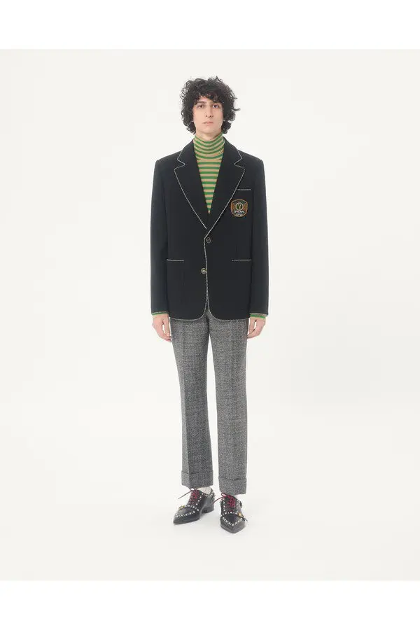 Valentino Garavani Single-breasted Wool Jacket With Patch