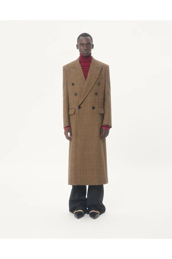 Valentino Garavani Double-breasted Wool Coat With Glen Plaid Pattern