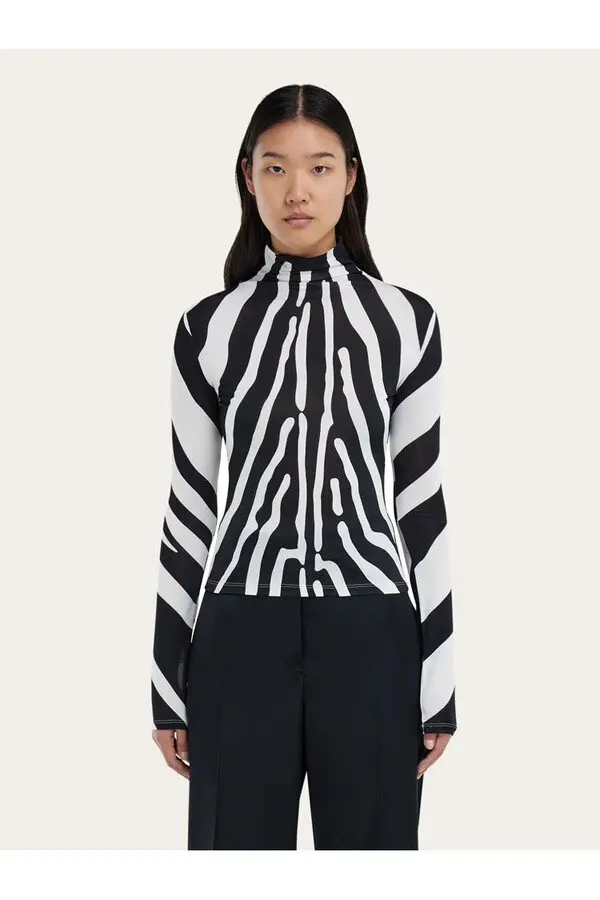 FERRAGAMO Stretch Jersey Turtleneck - Black