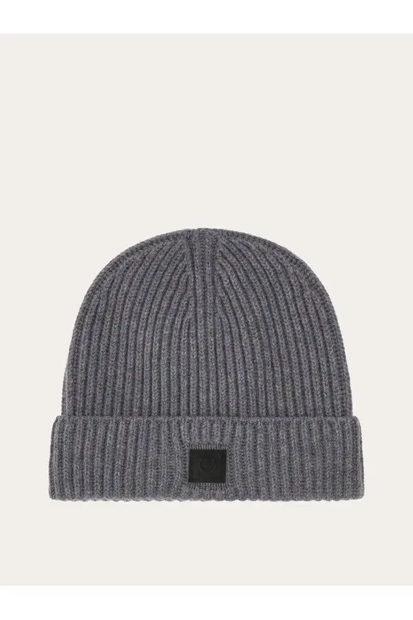FERRAGAMO Knitted Beanie - Gray