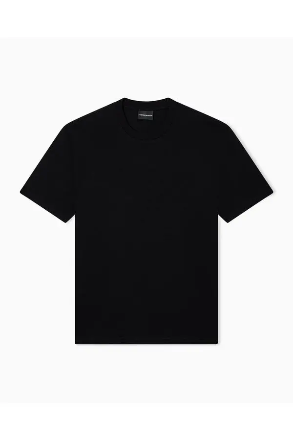 Emporio Armani Jersey T-shirt With Matching Intarsia Logo - Black