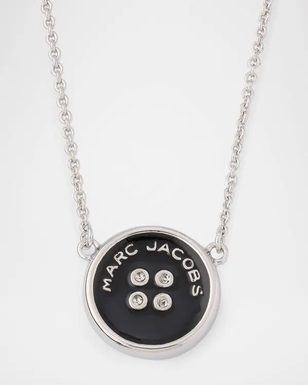 Marc Jacobs Button Pendant Necklace - Silver/bla
