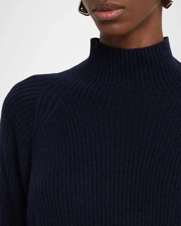 Eileen Fisher Ribbed Merino Wool Turtleneck Sweater - Ink