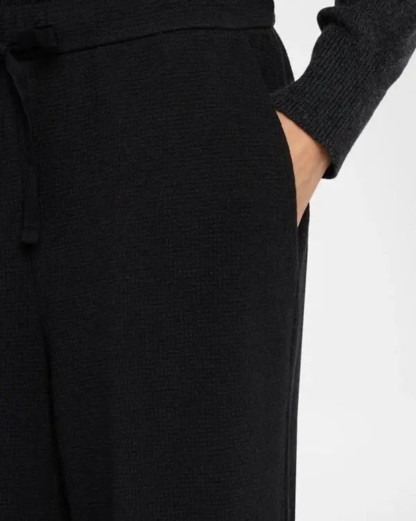 Eileen Fisher Straight-leg Waffle Knit Pants - Black