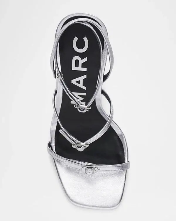 Marc Jacobs Metallic Leather Daisy Sandals - Silver