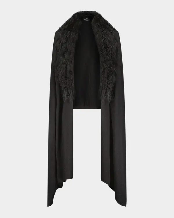 Gorski Wool-blend Stole With Lamb Shearling Trim