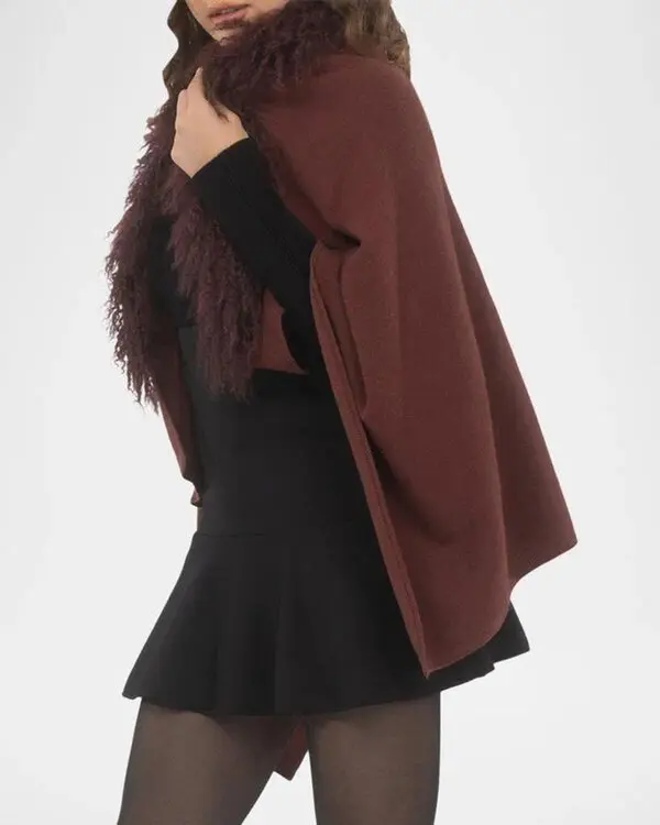 Gorski Stole With Select Mongolian Lamb Trim - Burgundy