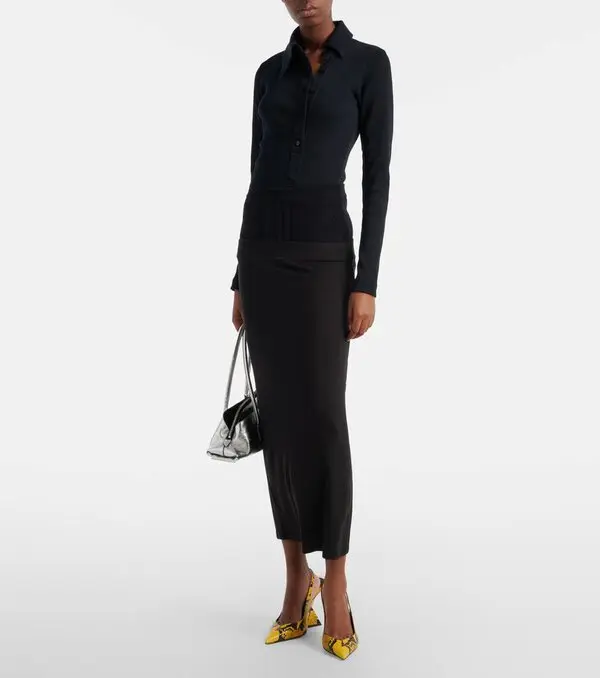Attico Ribbed-knit Cotton Jersey Top - Black