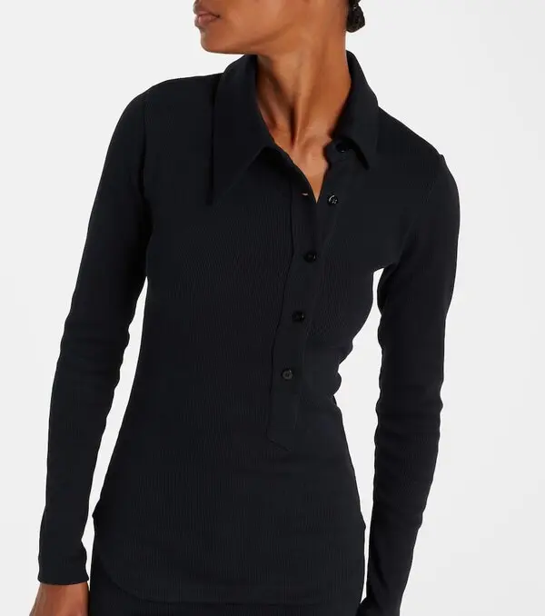 Attico Ribbed-knit Cotton Jersey Top - Black