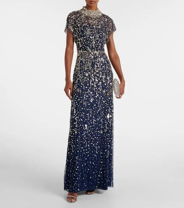 Jenny Packham Sylvie Embellished Gown - Blue