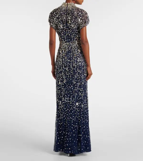 Jenny Packham Sylvie Embellished Gown - Blue