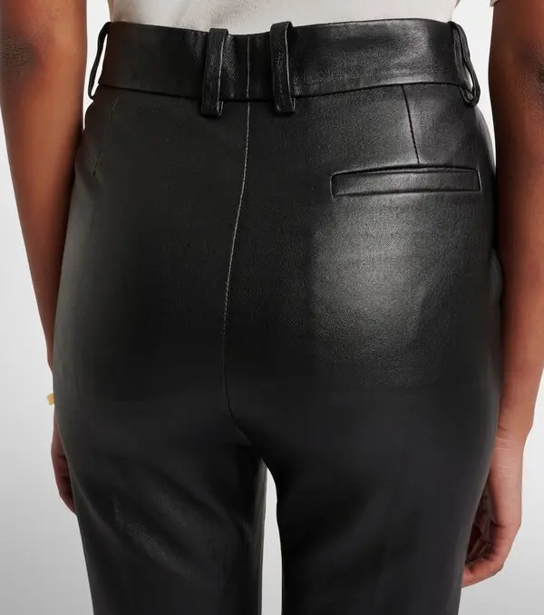 JOSEPH Tafira Mid-rise Flared Leather Pants - Black