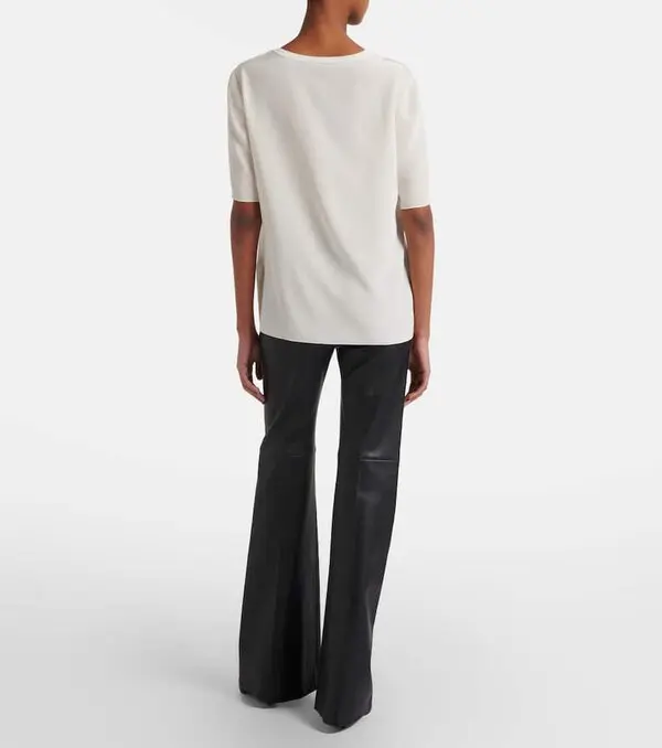 JOSEPH Tafira Mid-rise Flared Leather Pants - Black