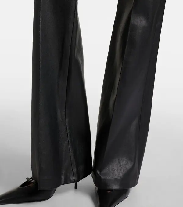 JOSEPH Tafira Mid-rise Flared Leather Pants - Black