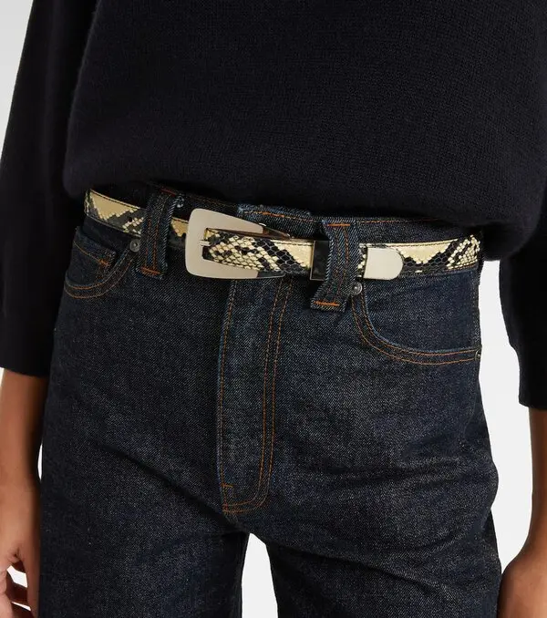 Khaite Lucca Snake-effect Leather Belt - Beige