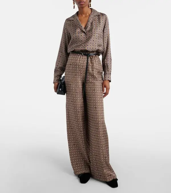 Max Mara Vischio Printed Wide-leg Pants