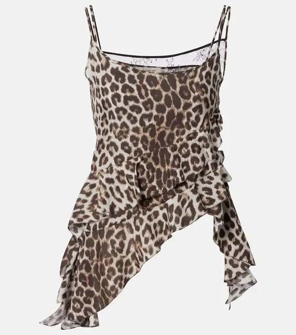 JACQUES WEI Leopard-print Silk Camisole - Multicoloured