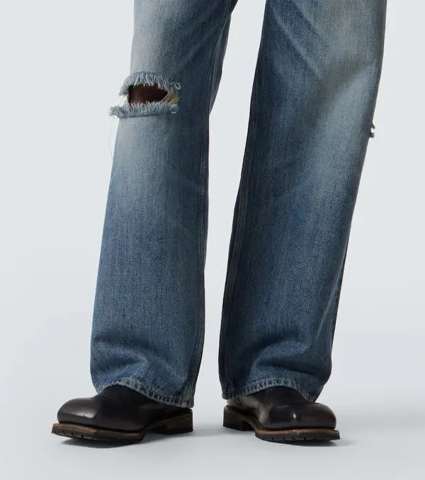 Our Legacy Vast Cut High-rise Wide-leg Jeans In Road Worn Rope Twill - Blue