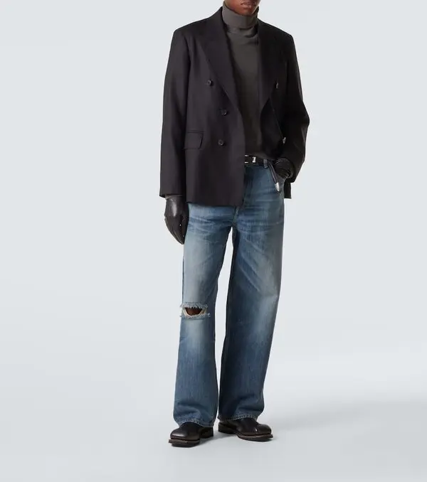 Our Legacy Vast Cut High-rise Wide-leg Jeans In Road Worn Rope Twill - Blue