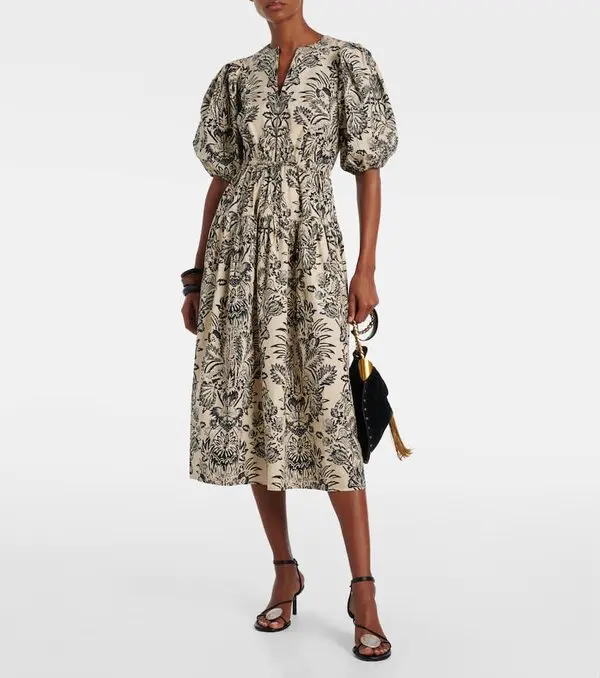 Ulla Johnson Harriet Printed Cotton Poplin Midi Dress - White