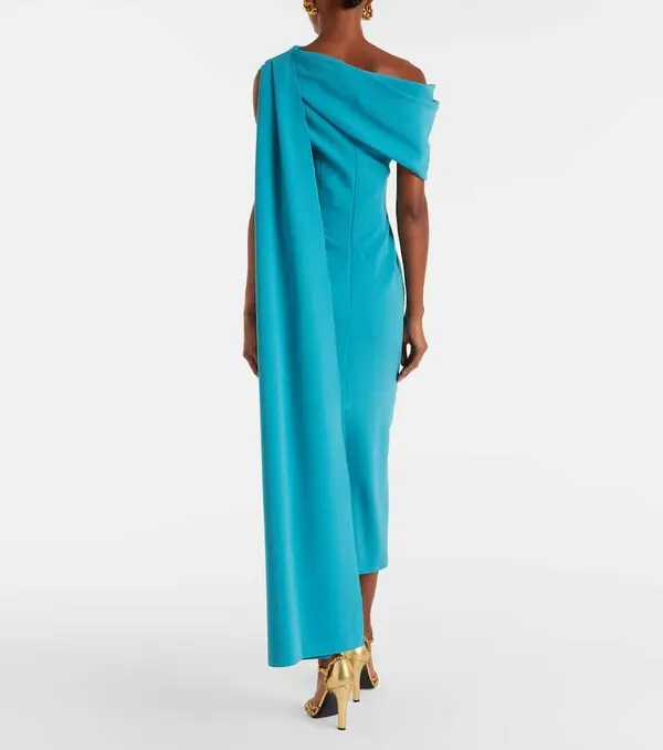 ROKSANDA Maite Caped Crepe Midi Dress - Blue