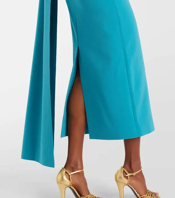 ROKSANDA Maite Caped Crepe Midi Dress - Blue