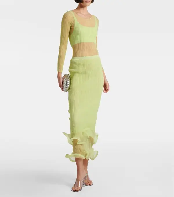 Simkhai Midi Ruffle Skirt