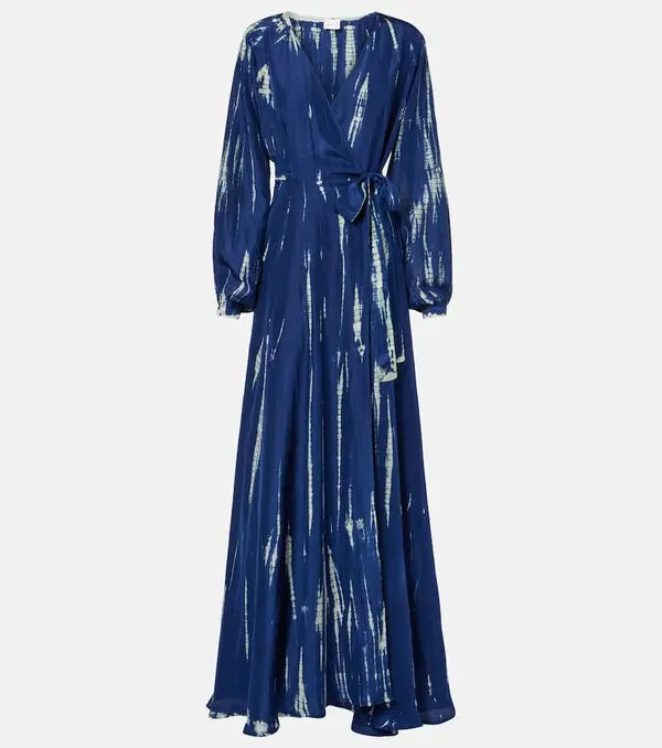 Anna Kosturova Tie-dye Silk Wrap Maxi Dress - Blue
