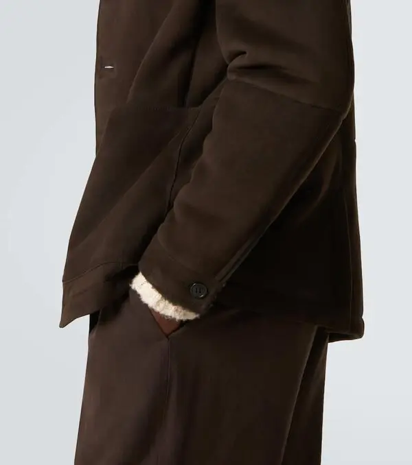Zegna Il Conte Shearling-trimmed Suede Jacket - Brown