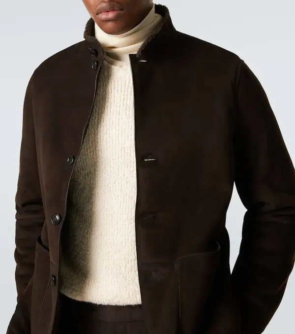 Zegna Il Conte Shearling-trimmed Suede Jacket - Brown
