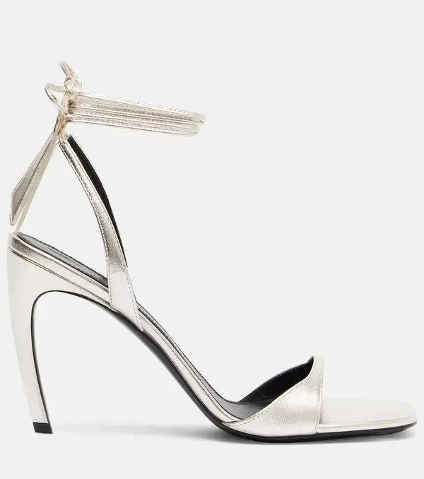 Attico Metallic Leather Slingback Sandals - Silver