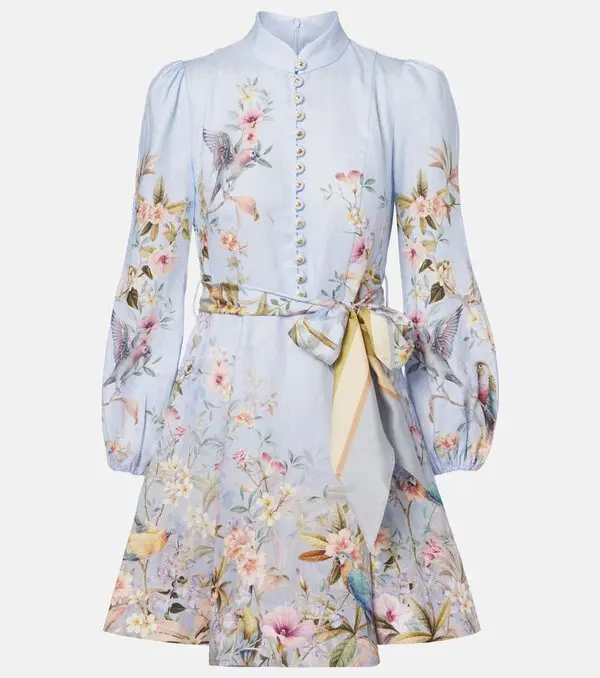 Zimmermann Rebellion Printed Linen Mini Dress