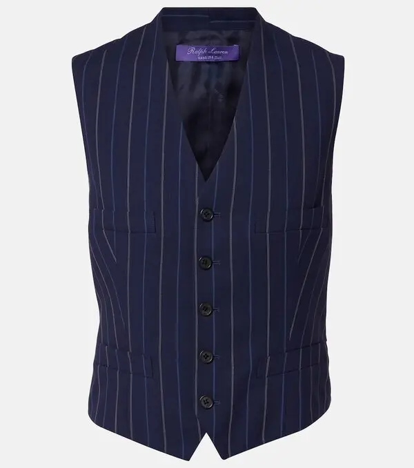 Ralph Lauren Striped Wool Vest - Blue