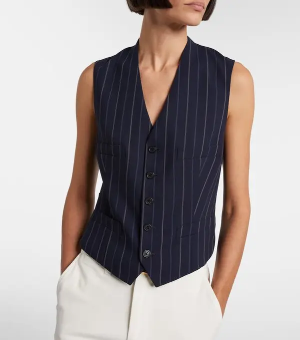 Ralph Lauren Striped Wool Vest - Blue
