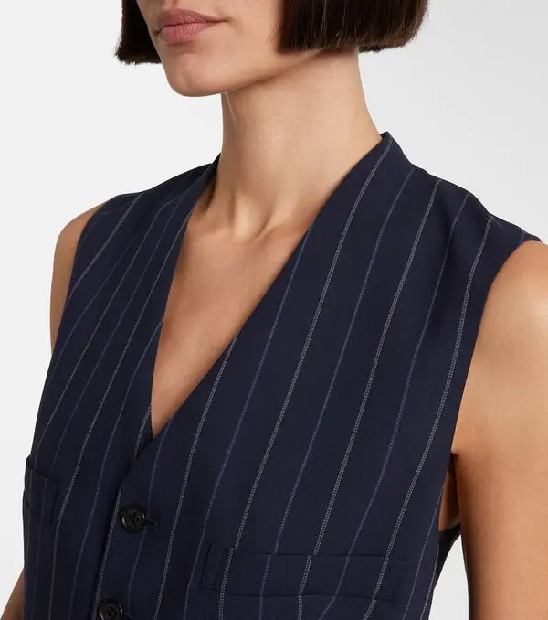 Ralph Lauren Striped Wool Vest - Blue
