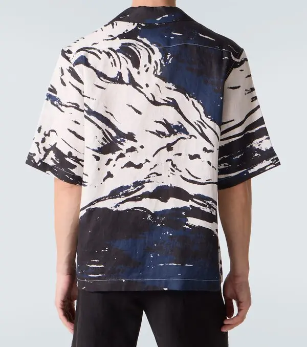 Commas Printed Linen Bowling Shirt - Multicoloured