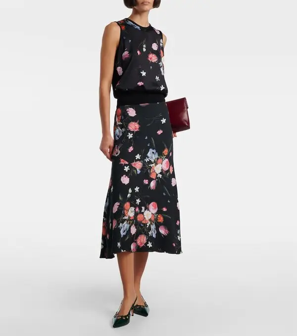Erdem Floral Printed Merino Wool Top