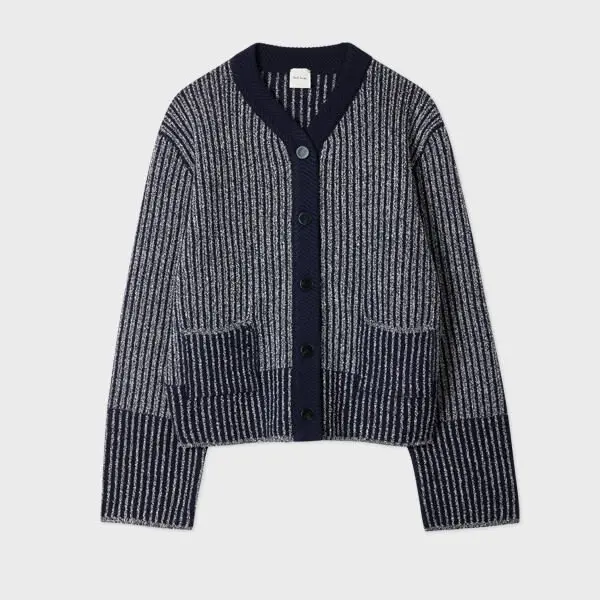 Paul Smith Wool-blend Ribbed Knit Cardigan