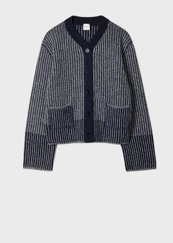 Paul Smith Wool-blend Ribbed Knit Cardigan