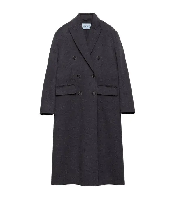 Prada Wool-cashmere Double-breasted Coat - Grey