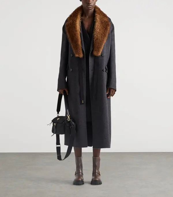 Prada Wool-cashmere Double-breasted Coat - Grey