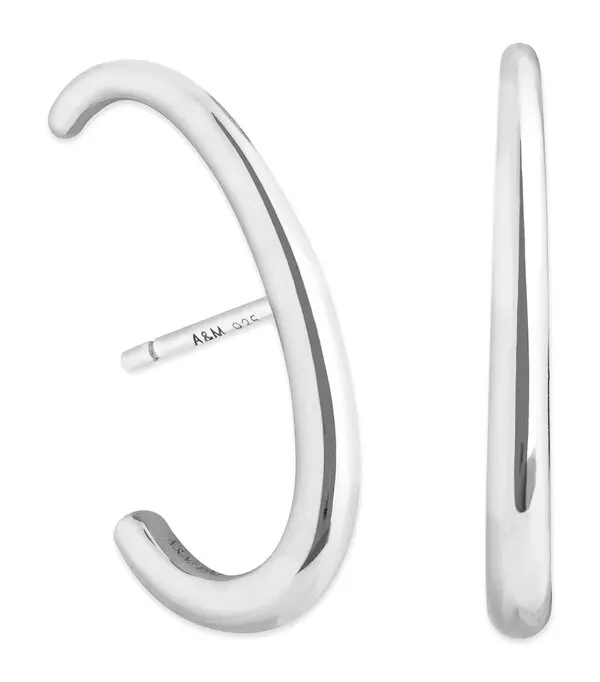 ASTRID & MIYU Rhodium-plated Orbit Dome Stud Earrings - Silver