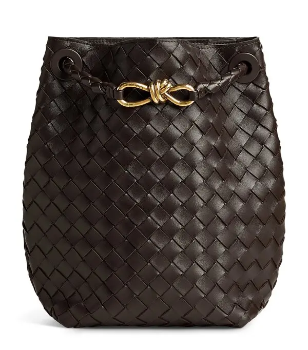 Bottega Veneta Small Leather Andiamo Bucket Bag - Grey